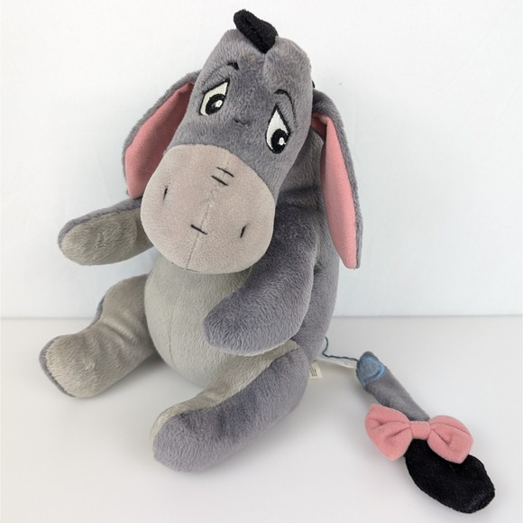 The Disney Company | Toys | Vtg Disney Eeyore Plush Stuffed Animal Toy Grey Pink Bow Detachable ...